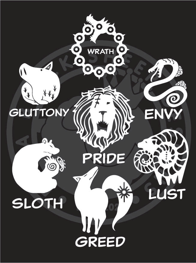 Seven Deadly Sins Tattoos Vinyl Sticker Pack – DADA BLACK SHEEP DECALS